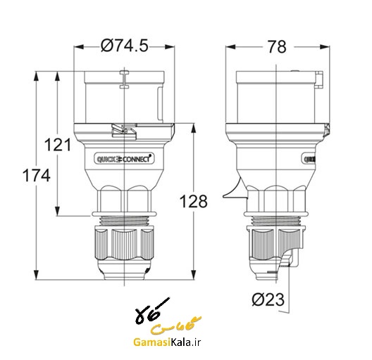 سه شاخه سیار صنعتی 32 آمپر MeteCee کد 2138